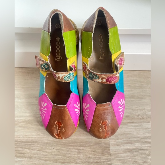 Socofy | Shoes | Socofy Retro Genuine Leather Colorful Mary Jane Shoes ...